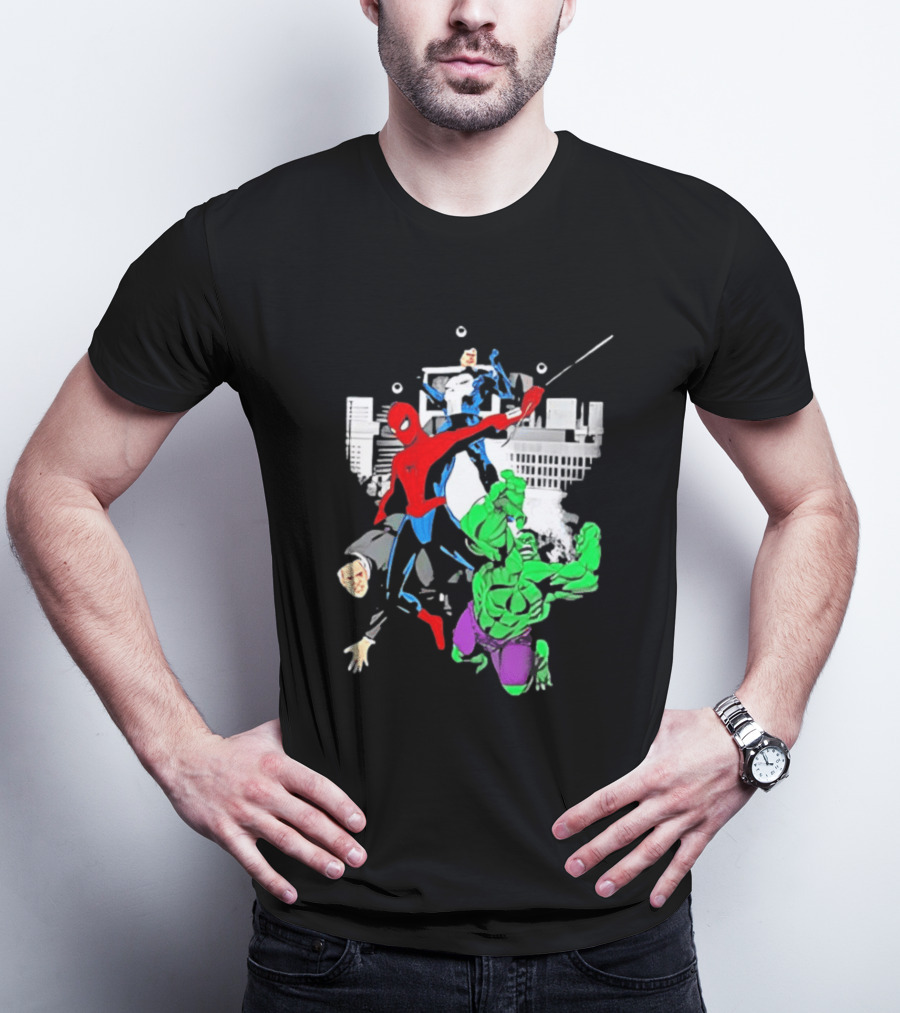 Spider Man The Punisher And The Hulk Marvel Comic Heroes Collage T-Shirt