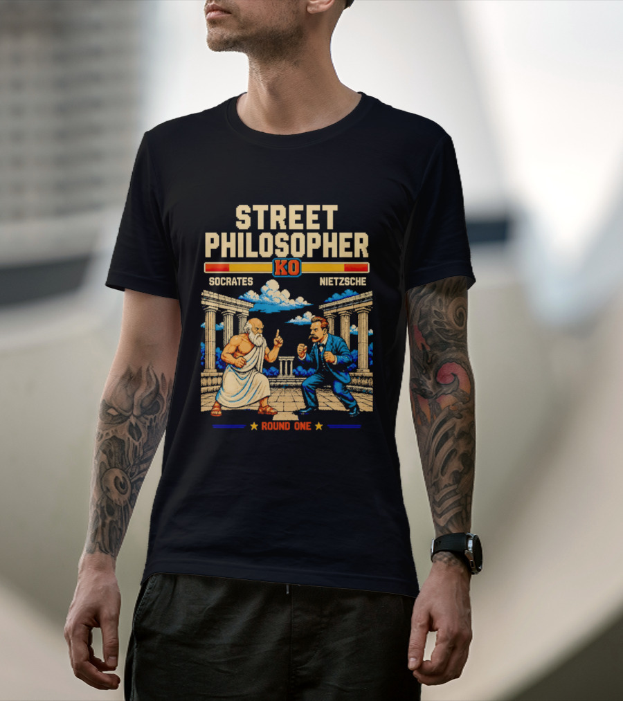 Street Philosopher KO Socrates Nietzsche Round One Colosseum Showdown T-Shirt