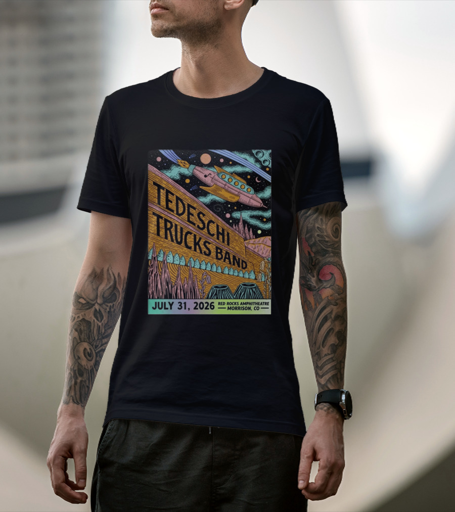 Tedeschi Trucks Band Red Rocks Concert July 31 2026 Morrison CO Spaceship T-Shirt