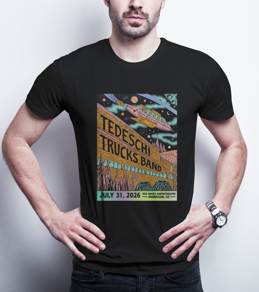 Tedeschi Trucks Band Red Rocks Concert July 31 2026 Morrison CO Spaceship T-Shirt