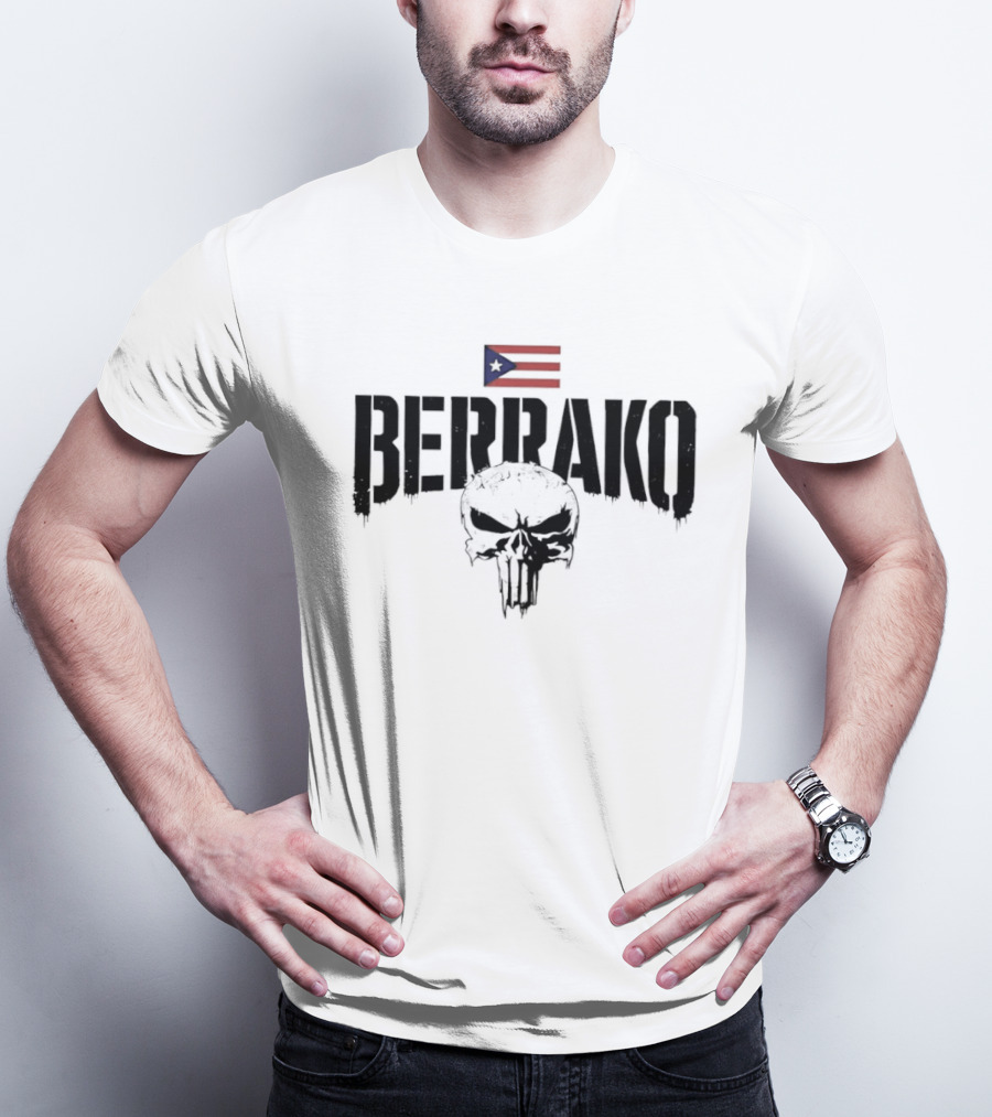 Berrako Skull Puerto Rican Flag T-Shirt
