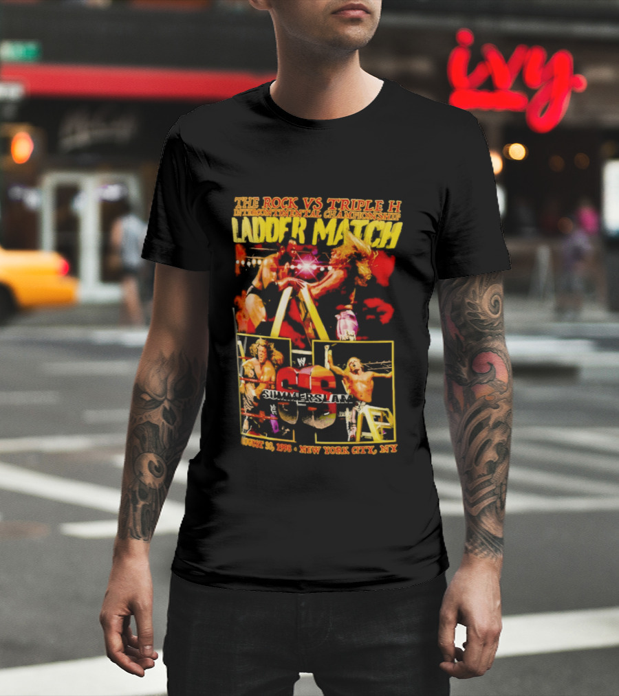WWE SummerSlam 1998 The Rock Vs Triple H Ladder Match Intercontinental Championship New York City T-Shirt