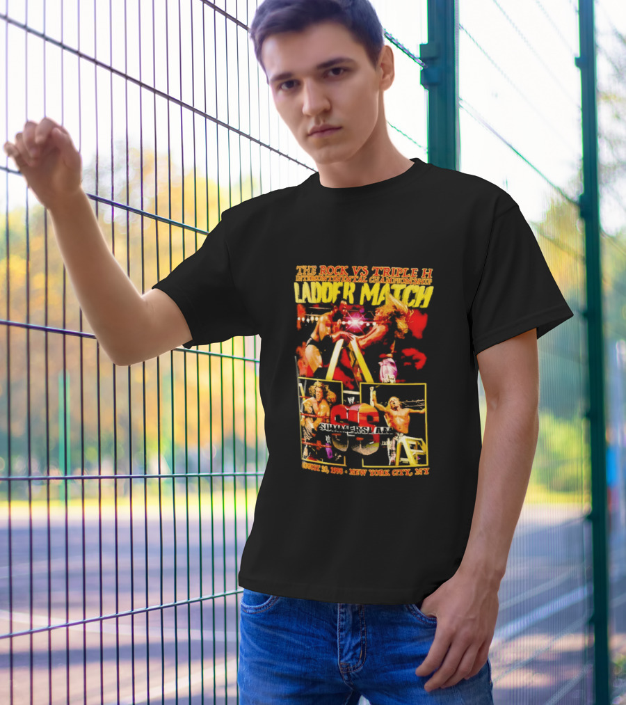 WWE SummerSlam 1998 The Rock Vs Triple H Ladder Match Intercontinental Championship New York City T-Shirt