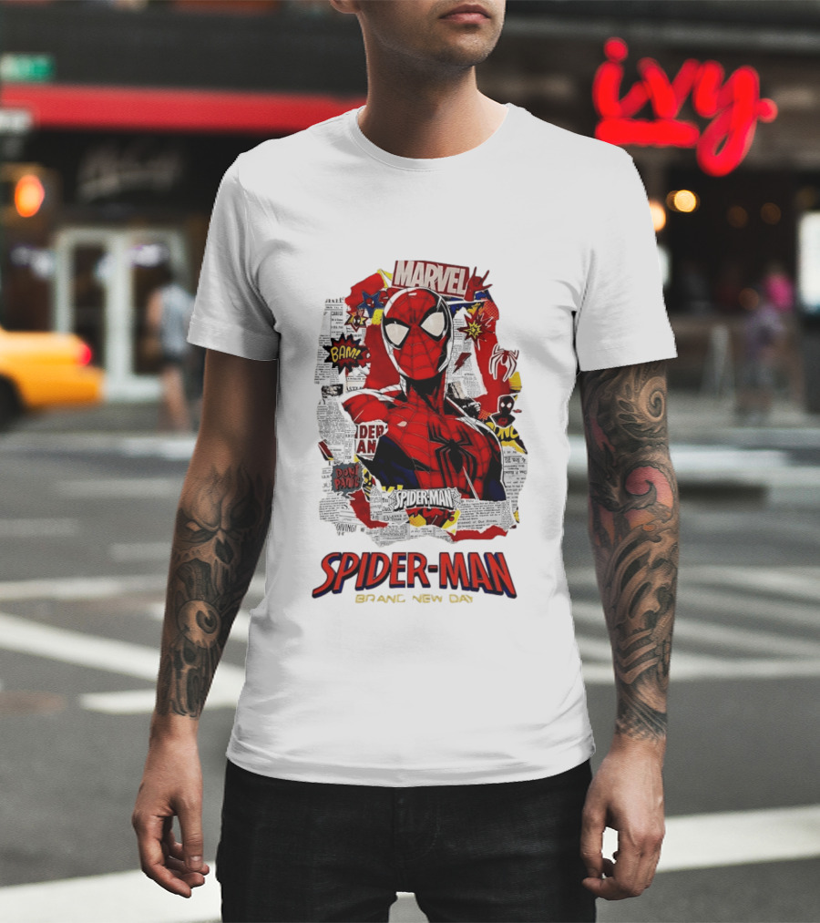 Marvel Spider Man Brand New Day Comic Collage T-Shirt