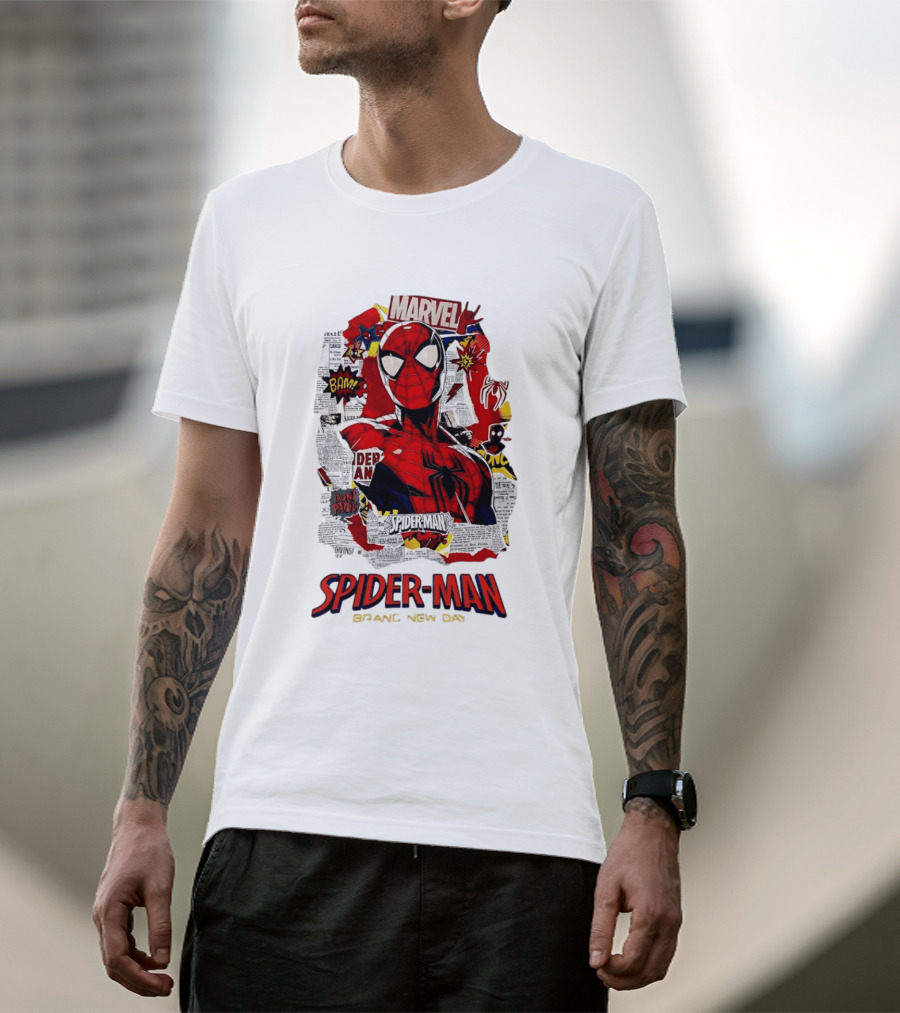 Marvel Spider Man Brand New Day Comic Collage T-Shirt