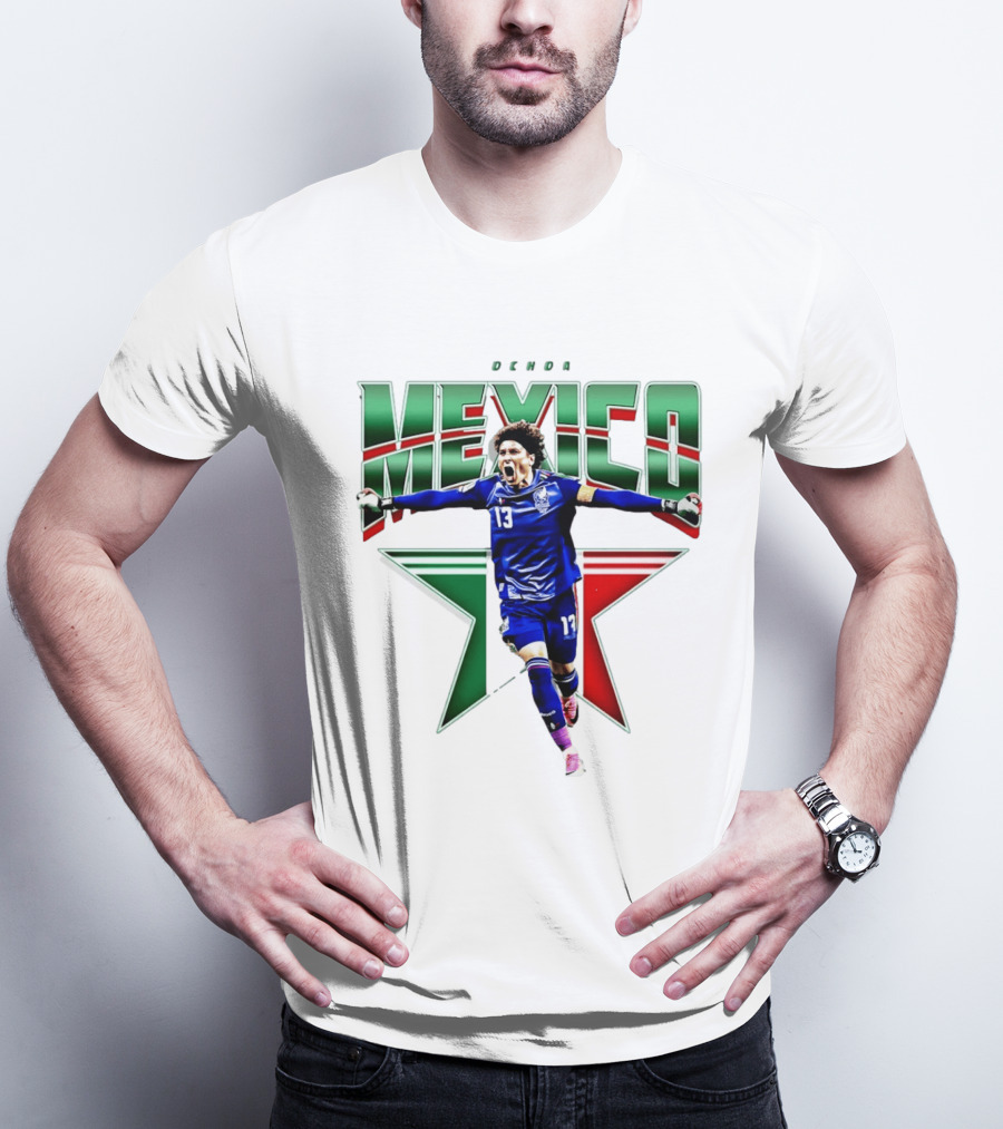 Ochoa Mexico 13 Goalkeeper Tri Color Starburst T-Shirt