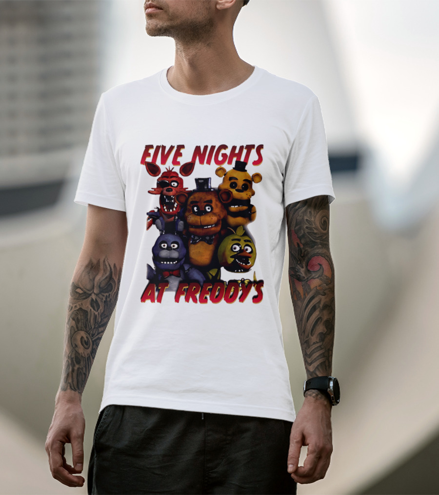 Five Nights At Freddy's Cartoon Characters Freddy Bonnie Chica Foxy T-Shirt