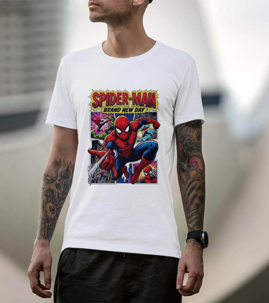 Spider Man Brand New Day Collage Marvel Comic Adventure T-Shirt