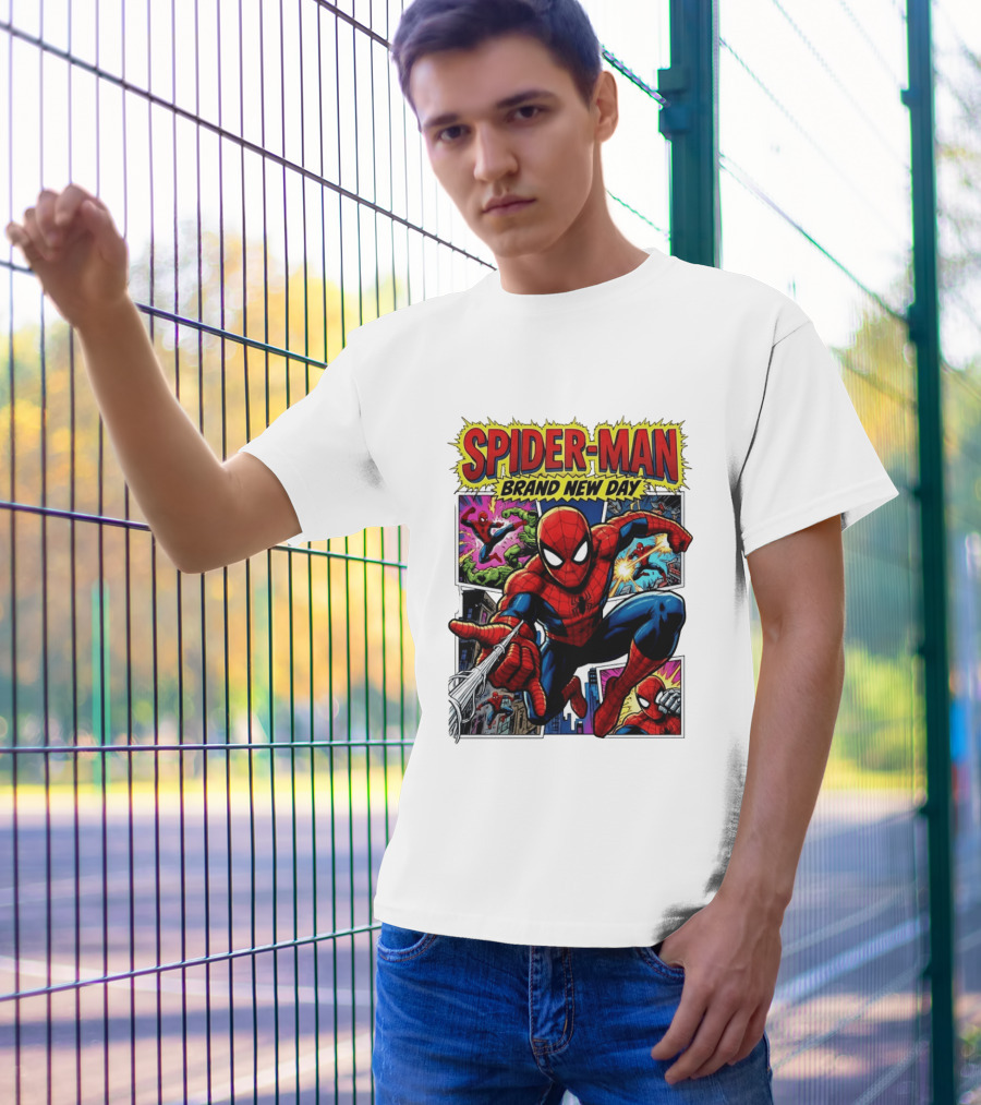 Spider Man Brand New Day Collage Marvel Comic Adventure T-Shirt