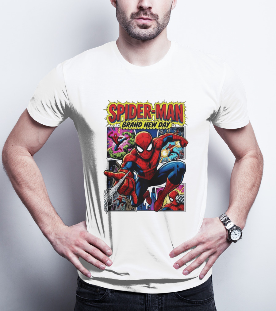Spider Man Brand New Day Collage Marvel Comic Adventure T-Shirt