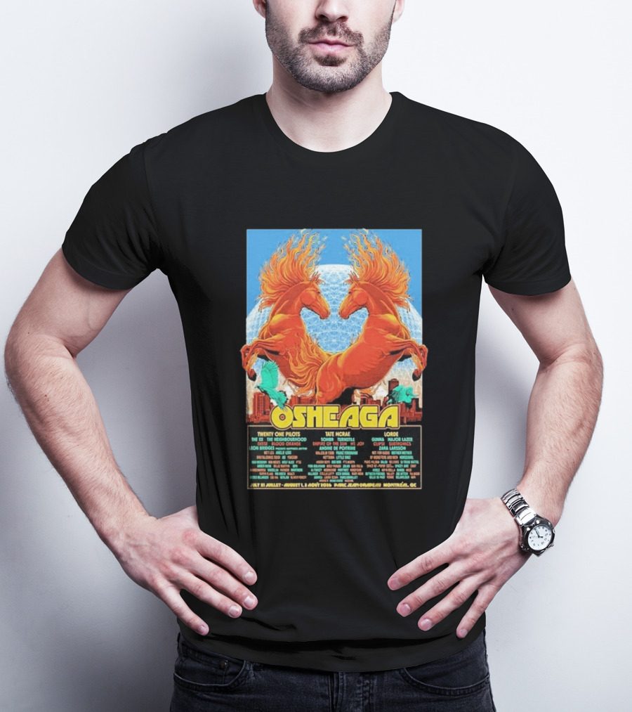 19th Annual Osheaga Music And Arts Festival July 31 To August 2 2026 Headliners Twenty One Pilots Tate McRae Lorde Parc Jean Drapeau Montreal Canada T-Shirt