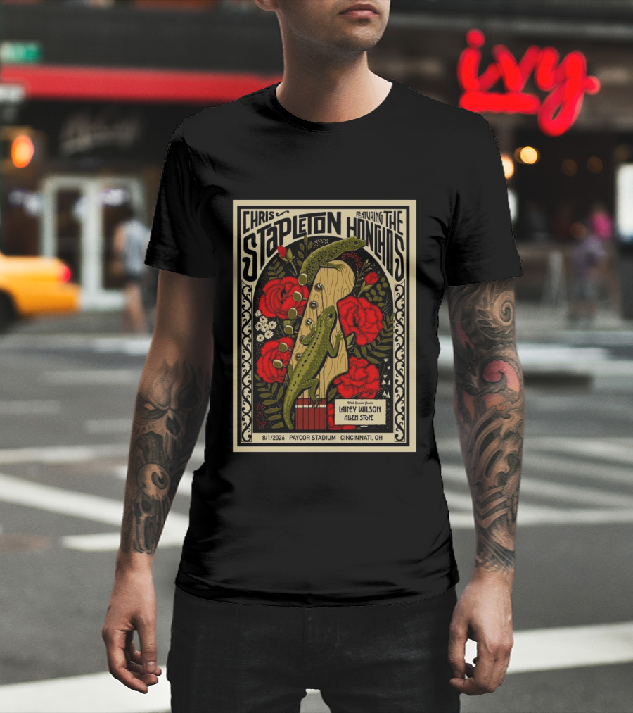 Chris Stapleton Featuring The Honchos Lainey Wilson Allen Stone Cincinnati 2026 Paycor Stadium August 1 T-Shirt