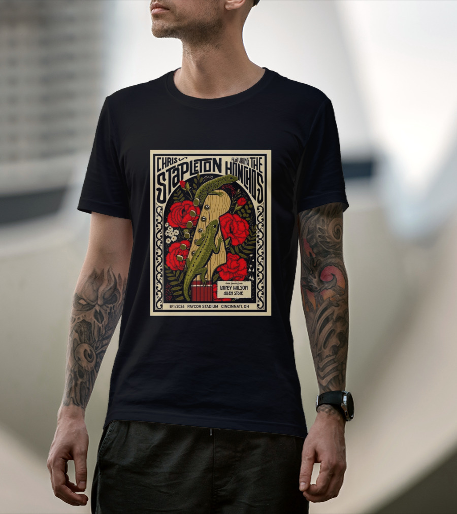 Chris Stapleton Featuring The Honchos Lainey Wilson Allen Stone Cincinnati 2026 Paycor Stadium August 1 T-Shirt