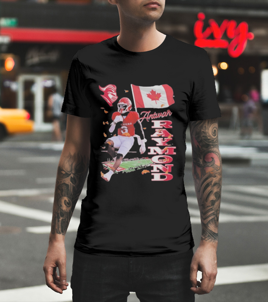 Antwan Raymond Rutgers Scarlet Knights Canadian Flag Football T-Shirt