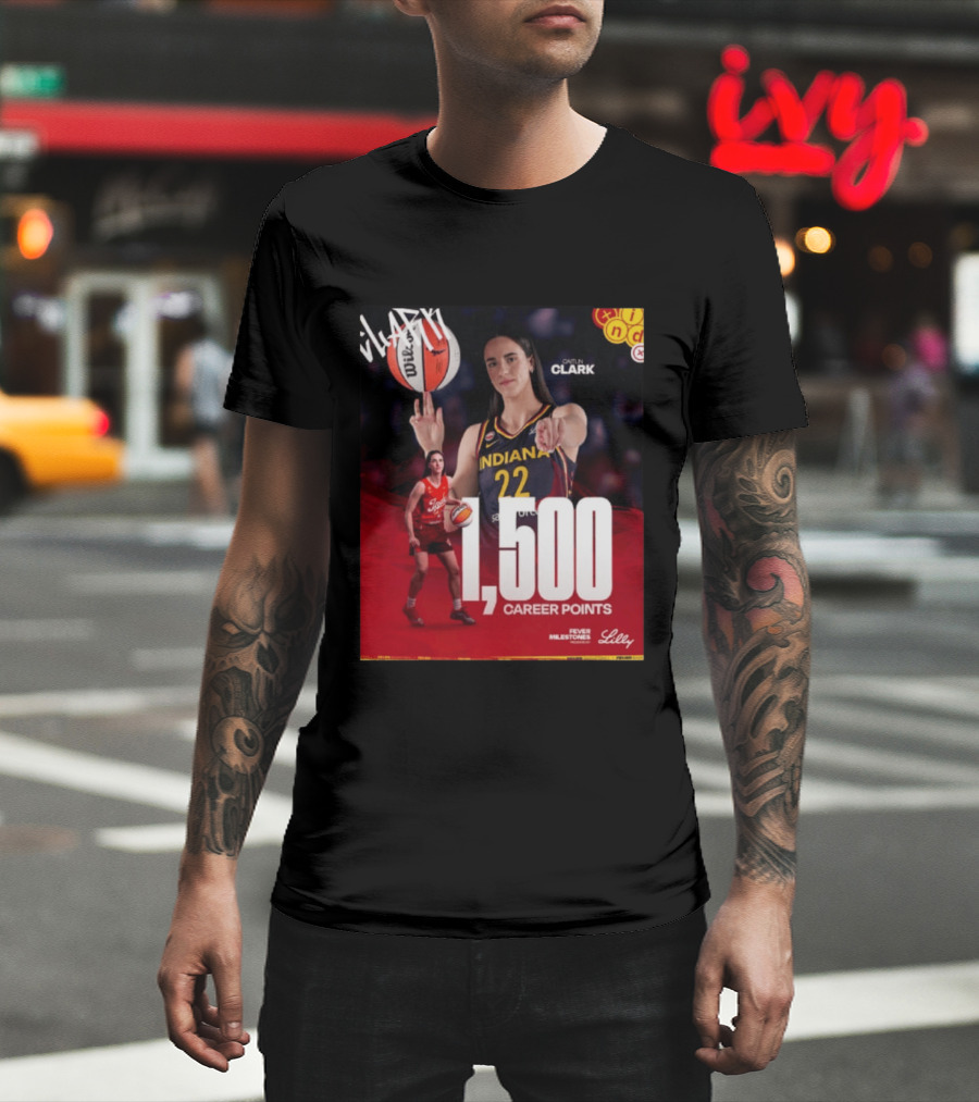 Caitlin Clark Indiana Fever 1500 Career Points Milestone Celebration WNBA Fever Milestones T-Shirt