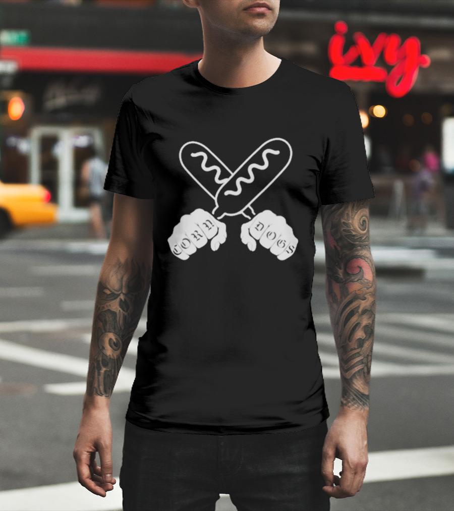 Corndog Knuckles Fun Novelty Design With Crossed Snacks And Fists T-Shirt