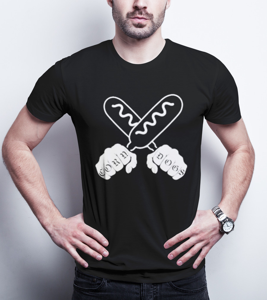 Corndog Knuckles Fun Novelty Design With Crossed Snacks And Fists T-Shirt