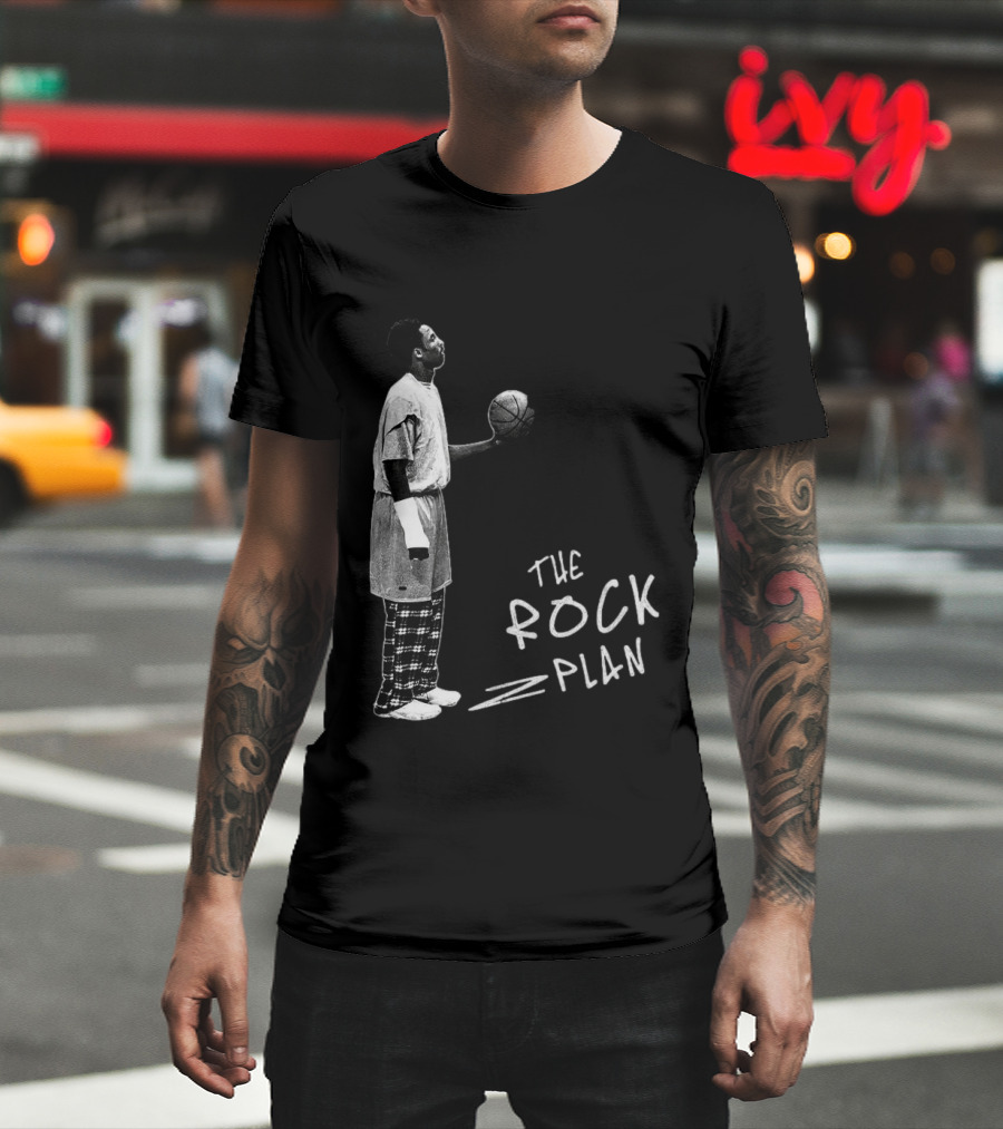 The Rock Plan Street Basketball Vintage Style Player Holding Ball T-Shirt