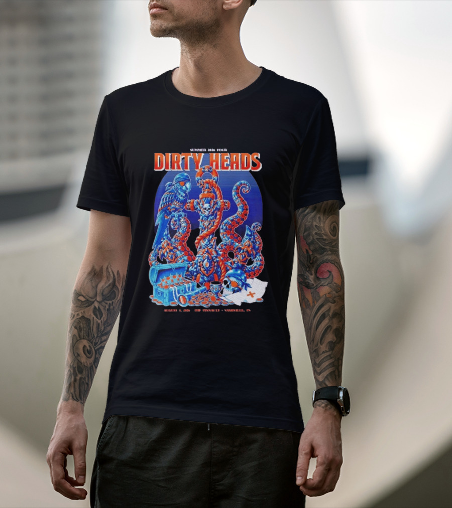 Dirty Heads Summer 2026 Tour Nashville TN August 1 Skeletons And Octopus T-Shirt