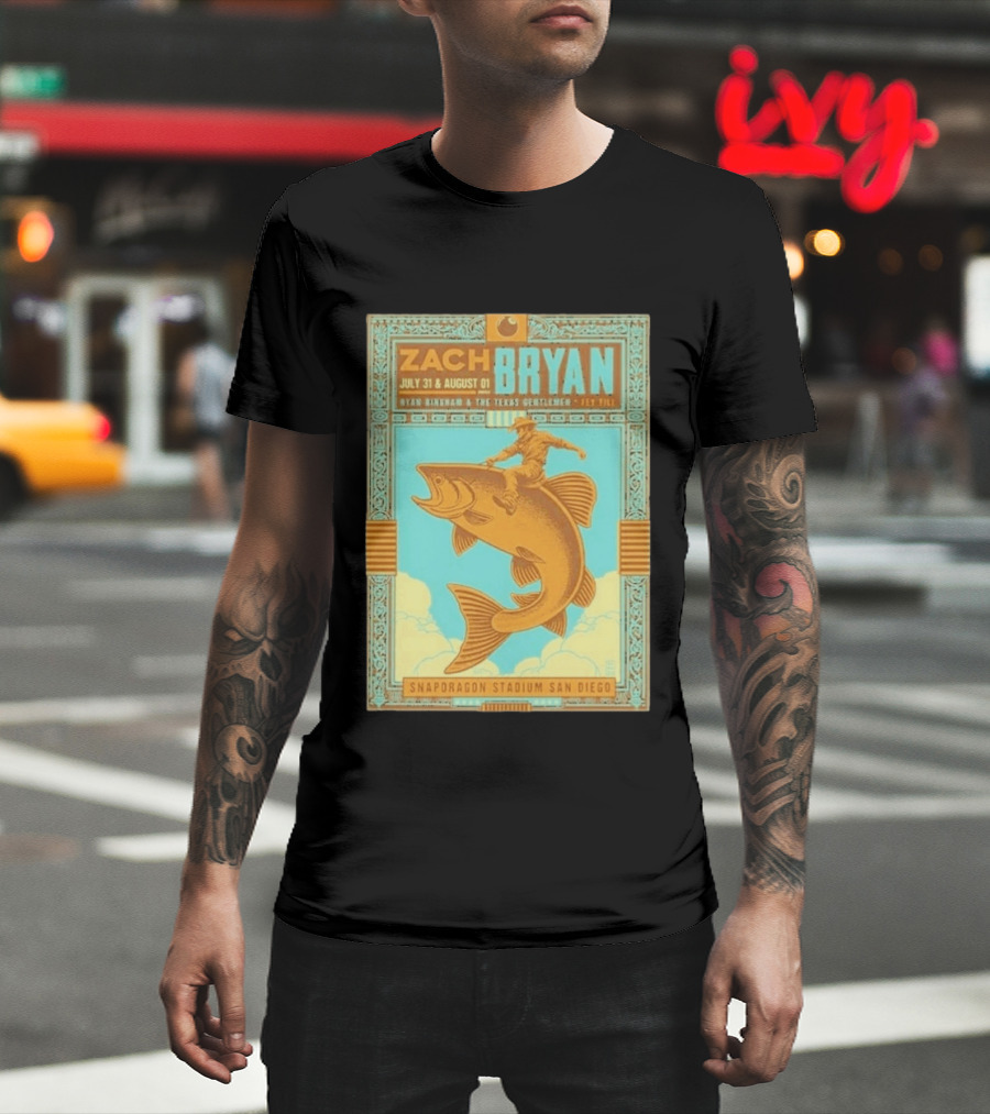 Zach Bryan July 31 August 1 Snapdragon Stadium San Diego Featuring Ryan Bingham The Texas Gentlemen Key Eli 2026 T-Shirt