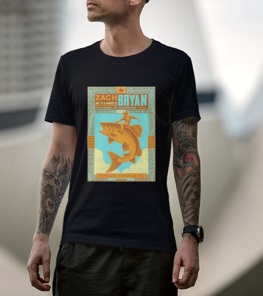 Zach Bryan July 31 August 1 Snapdragon Stadium San Diego Featuring Ryan Bingham The Texas Gentlemen Key Eli 2026 T-Shirt