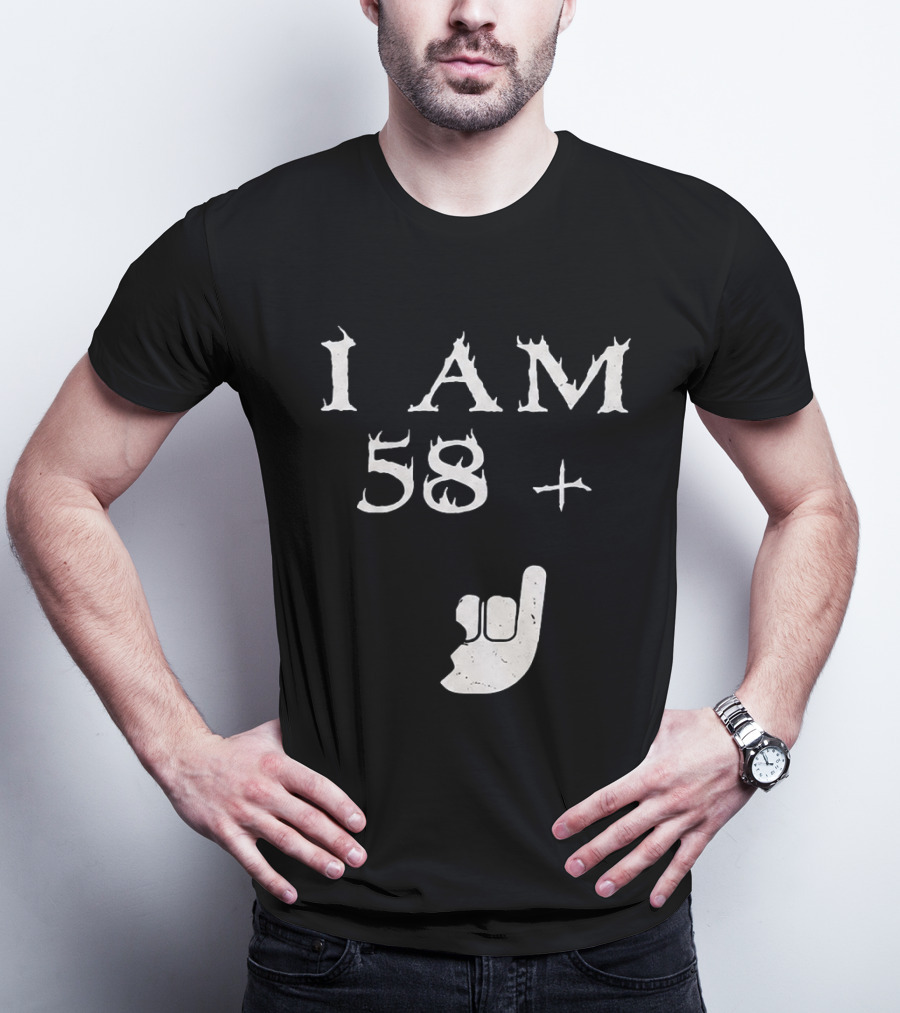 I Am 58 Plus Rock Hand Gesture T-Shirt