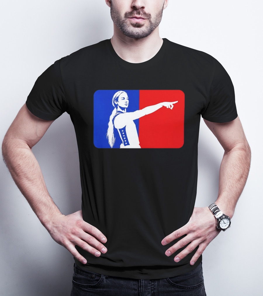 Sophie Cunningham WNBA 2026 Pointing Gesture In Blue And Red T-Shirt