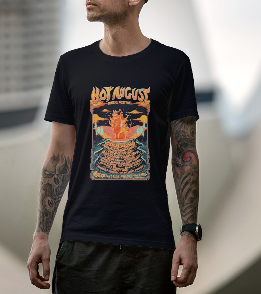 Hot August Music Festival 2026 Oregon Ridge Park Featuring Grace Stone Galactic Hartska Dogs Brass Playground Elise Testone DJ Williams T-Shirt
