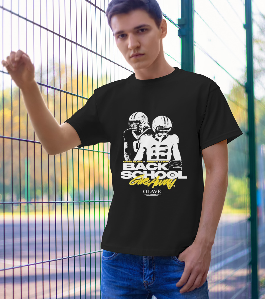 Chris Olave Jordyn Tyson Back 2 School Give Away Olave Connections T-Shirt