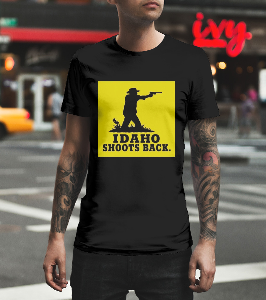 Idaho Shoots Back Cowboy Silhouette Retro Humor T-Shirt