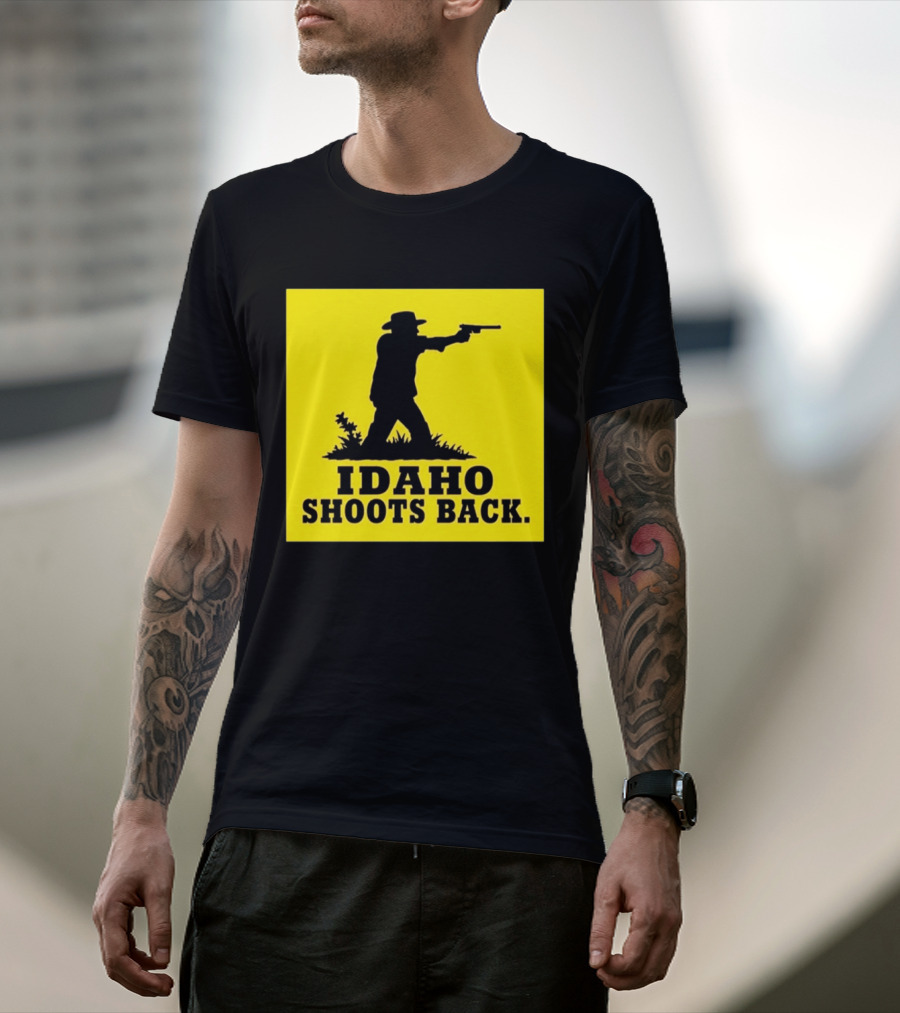 Idaho Shoots Back Cowboy Silhouette Retro Humor T-Shirt