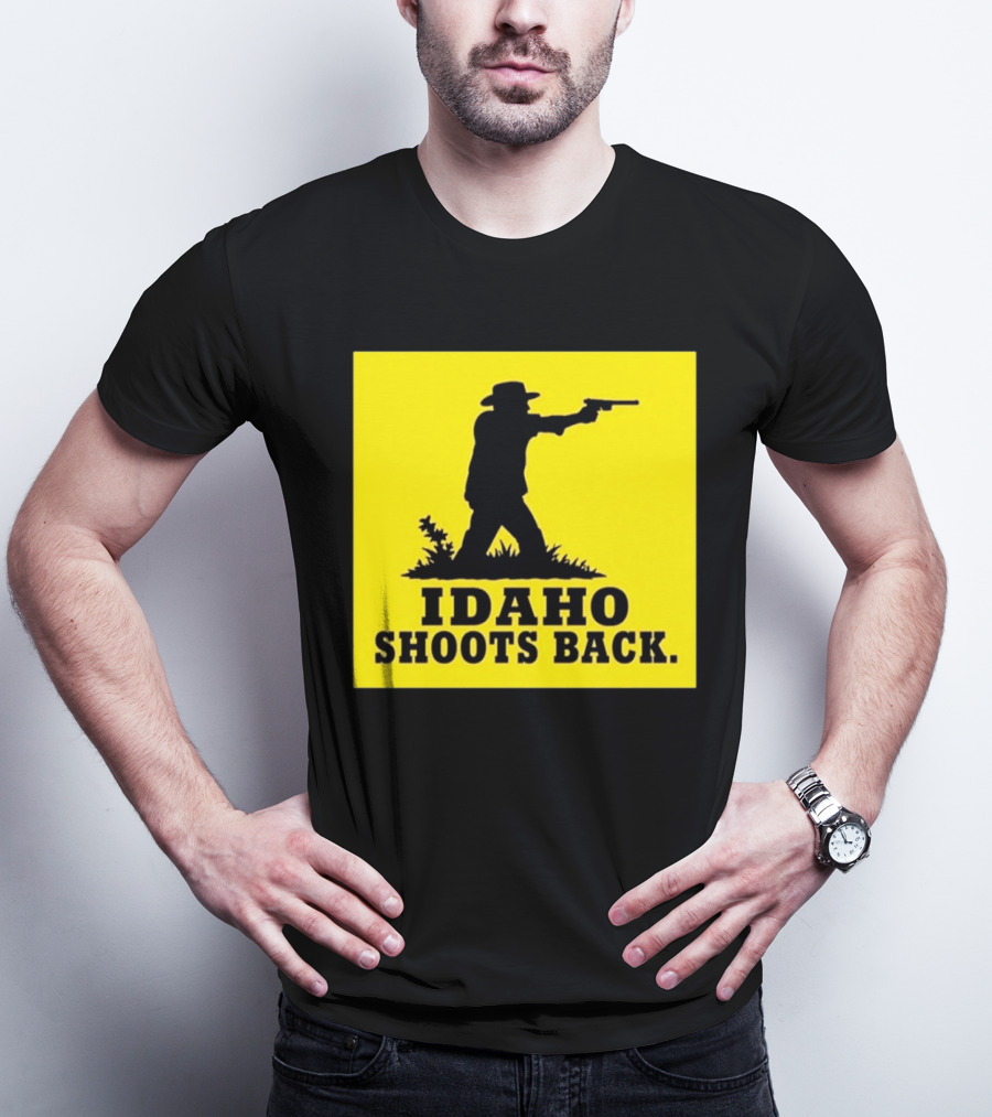 Idaho Shoots Back Cowboy Silhouette Retro Humor T-Shirt