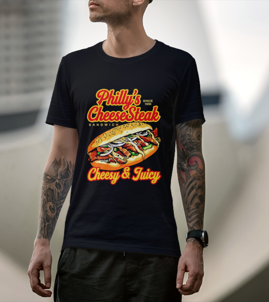 Philly's Cheesesteak Sandwich Cheesy & Juicy Since 1930 Classic Flavor Experience T-Shirt