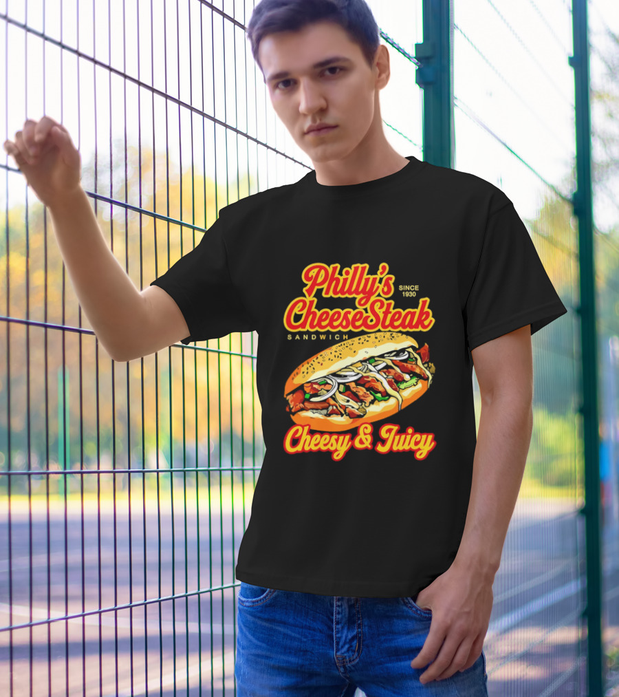 Philly's Cheesesteak Sandwich Cheesy & Juicy Since 1930 Classic Flavor Experience T-Shirt