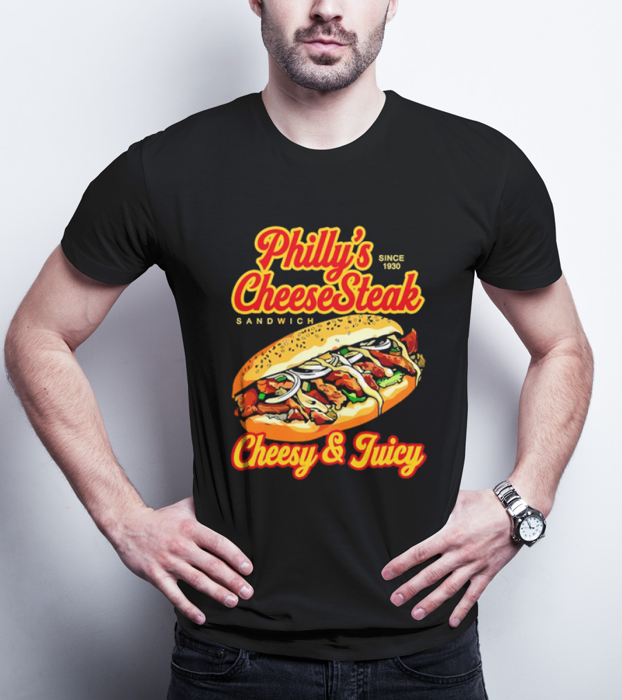 Philly's Cheesesteak Sandwich Cheesy & Juicy Since 1930 Classic Flavor Experience T-Shirt
