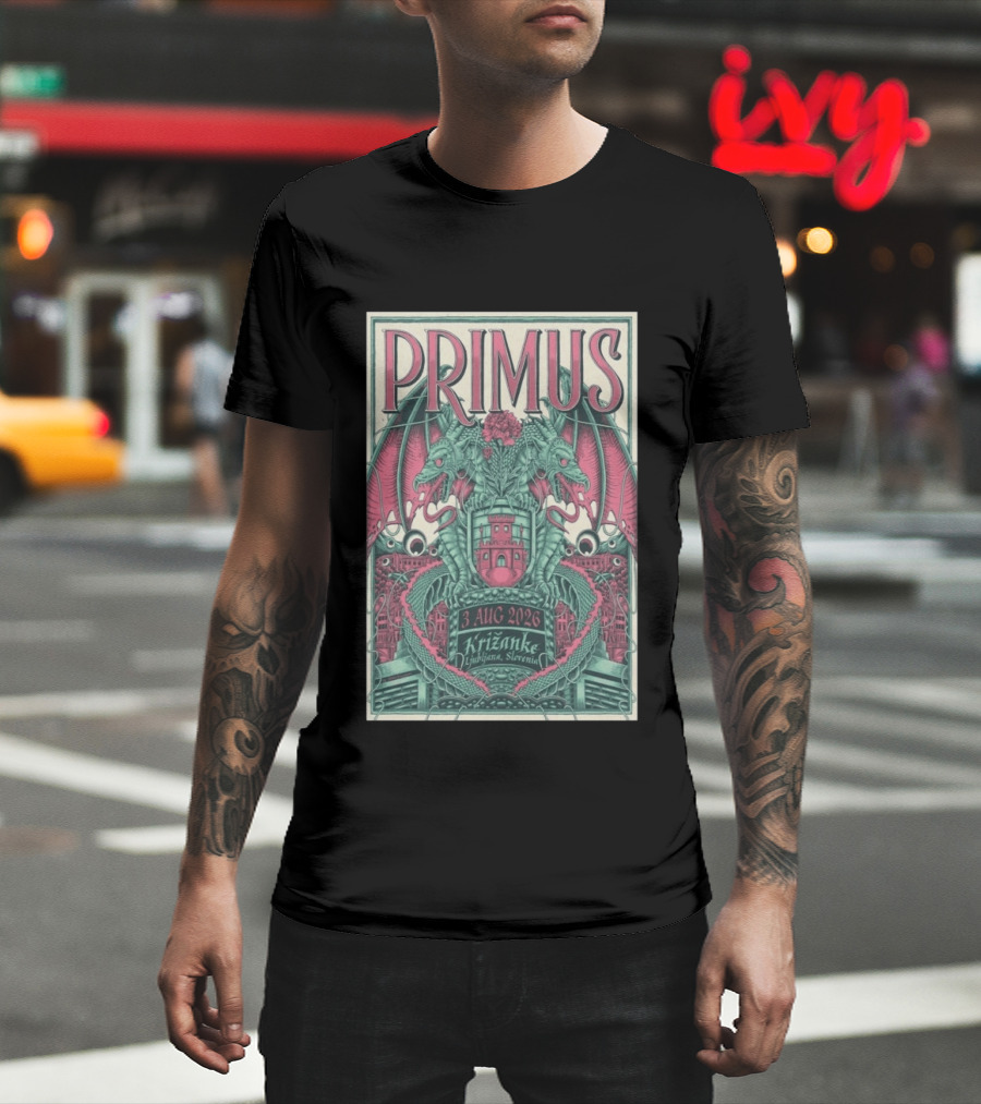 Primus Ljubljana Križanke Concert 3 Aug 2026 Double Dragon T-Shirt