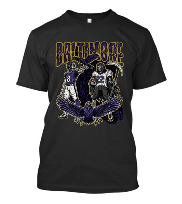 Baltimore Ravens Football Skeleton Lamar Jackson Derrick Henry Ravens T-Shirt