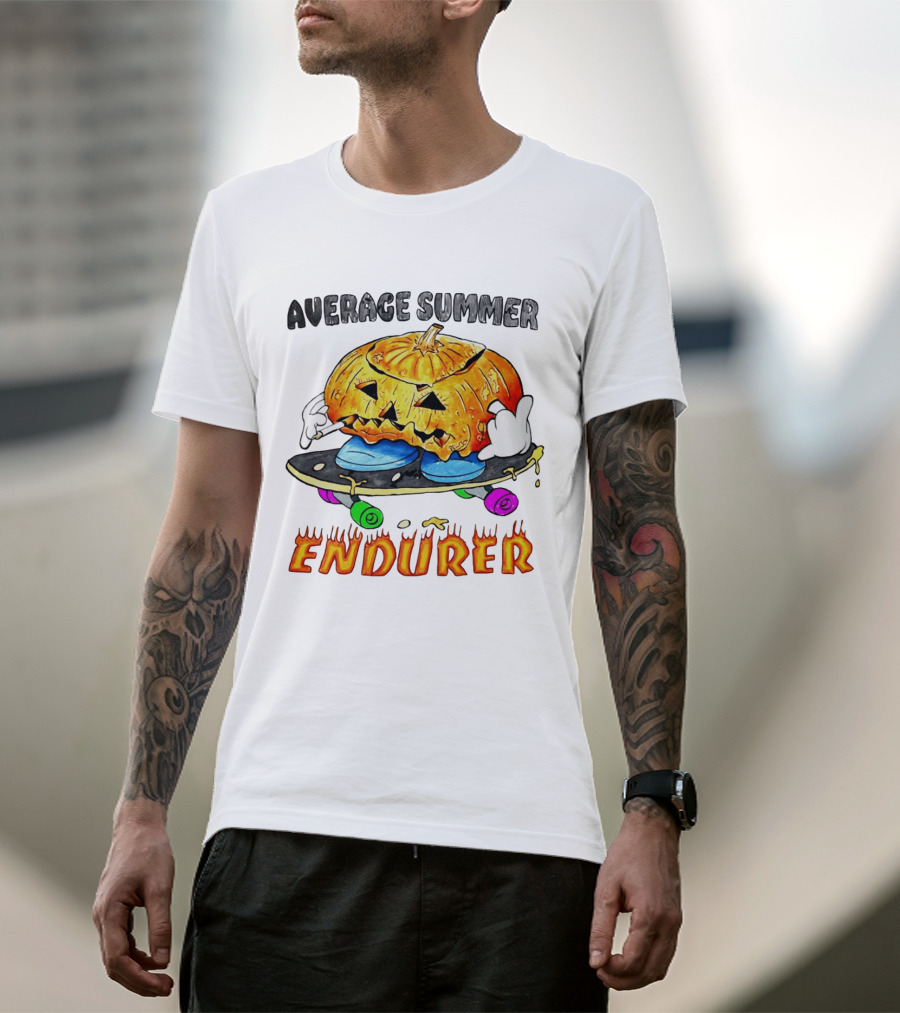 Average Summer Endurer Pumpkin Skater Skateboarding T-Shirt