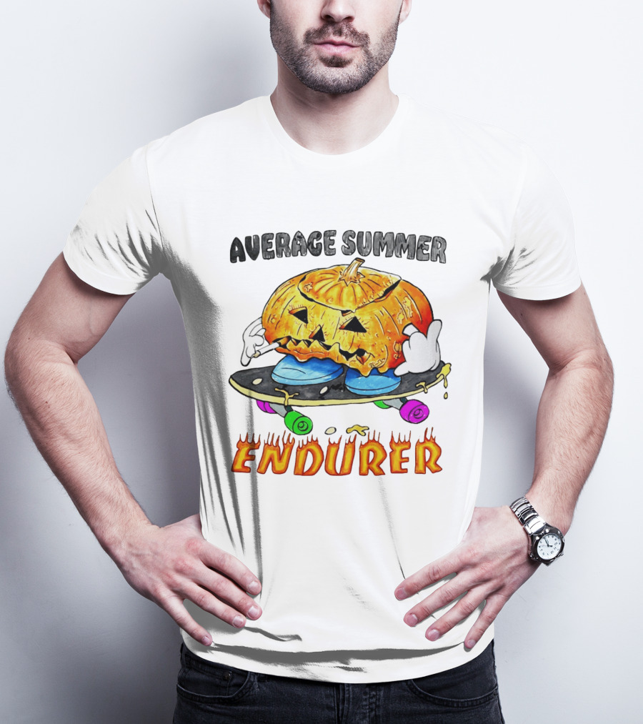 Average Summer Endurer Pumpkin Skater Skateboarding T-Shirt