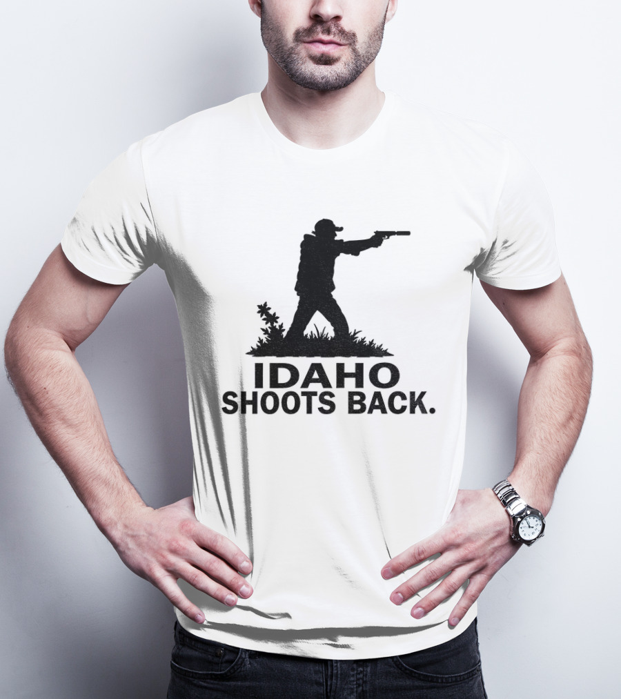 Idaho Shoots Back Silhouette Hunter With Gun T-Shirt