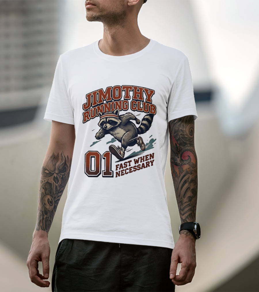 Jimothy Running Club 01 Fast When Necessary Raccoon T-Shirt