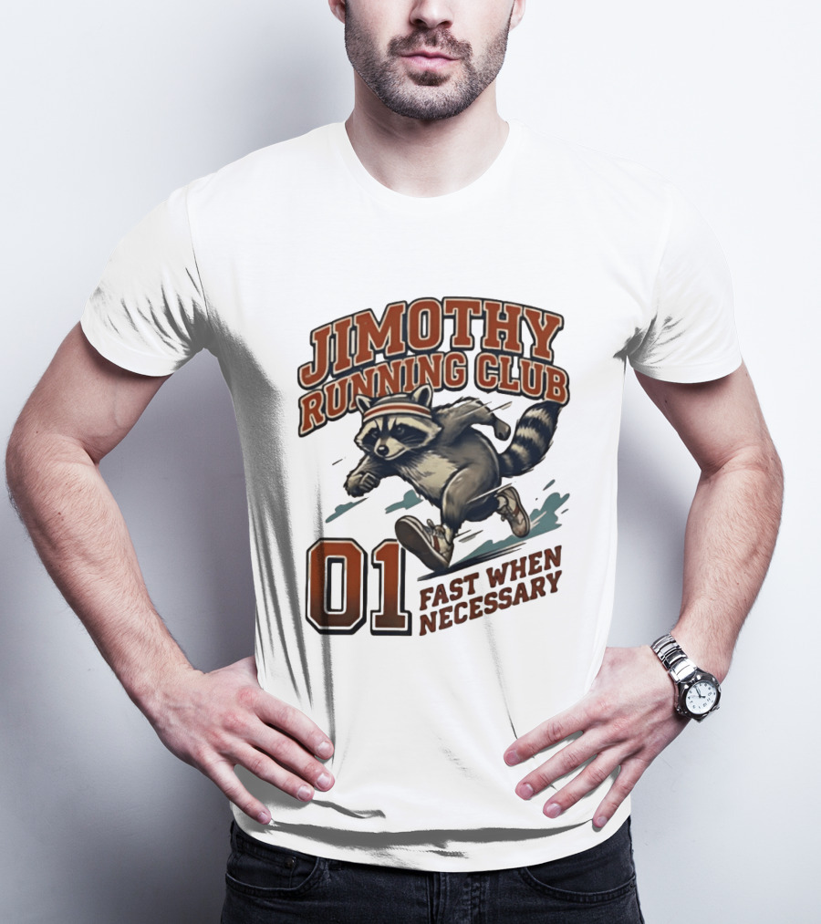 Jimothy Running Club 01 Fast When Necessary Raccoon T-Shirt
