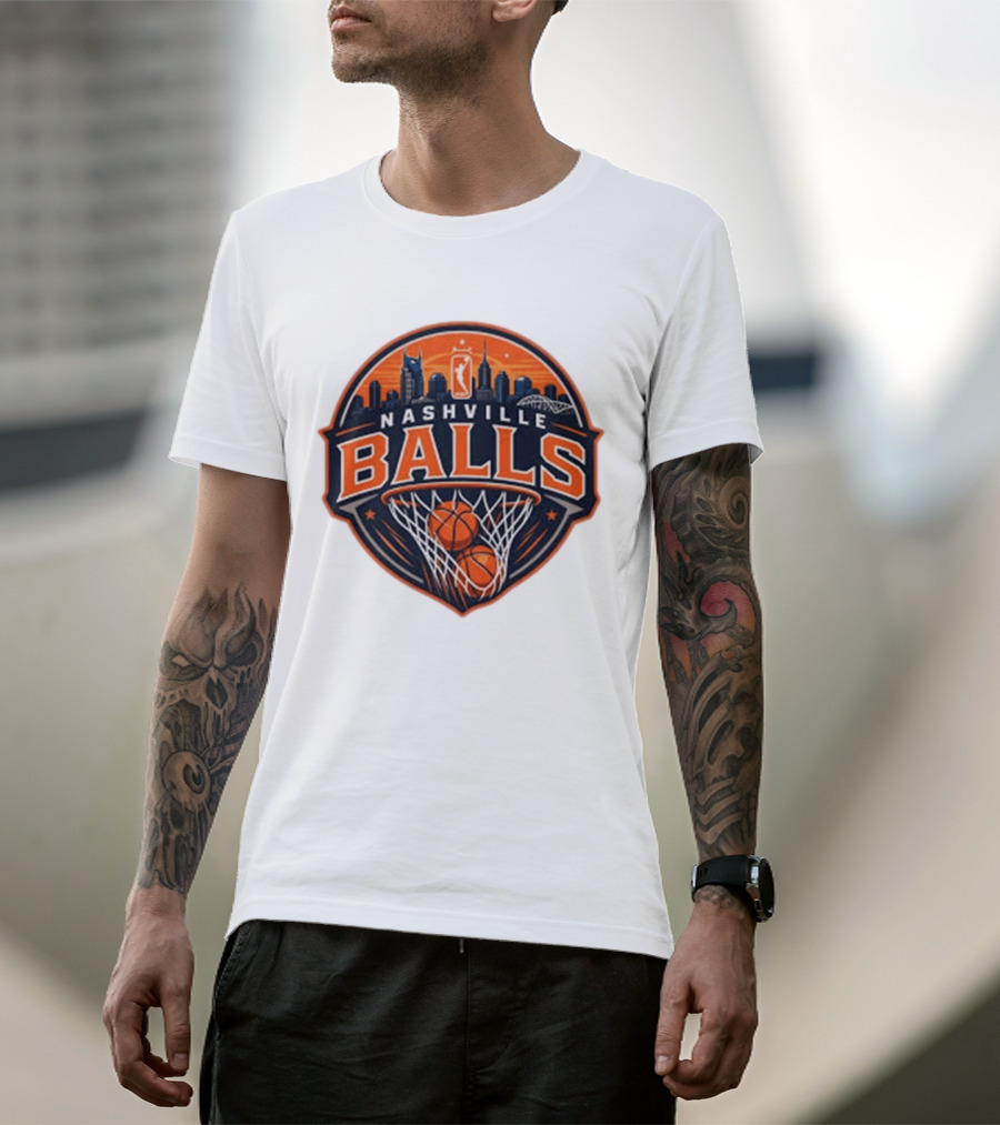Nashville Balls Skyline Basketball Logo Cityscape T-Shirt
