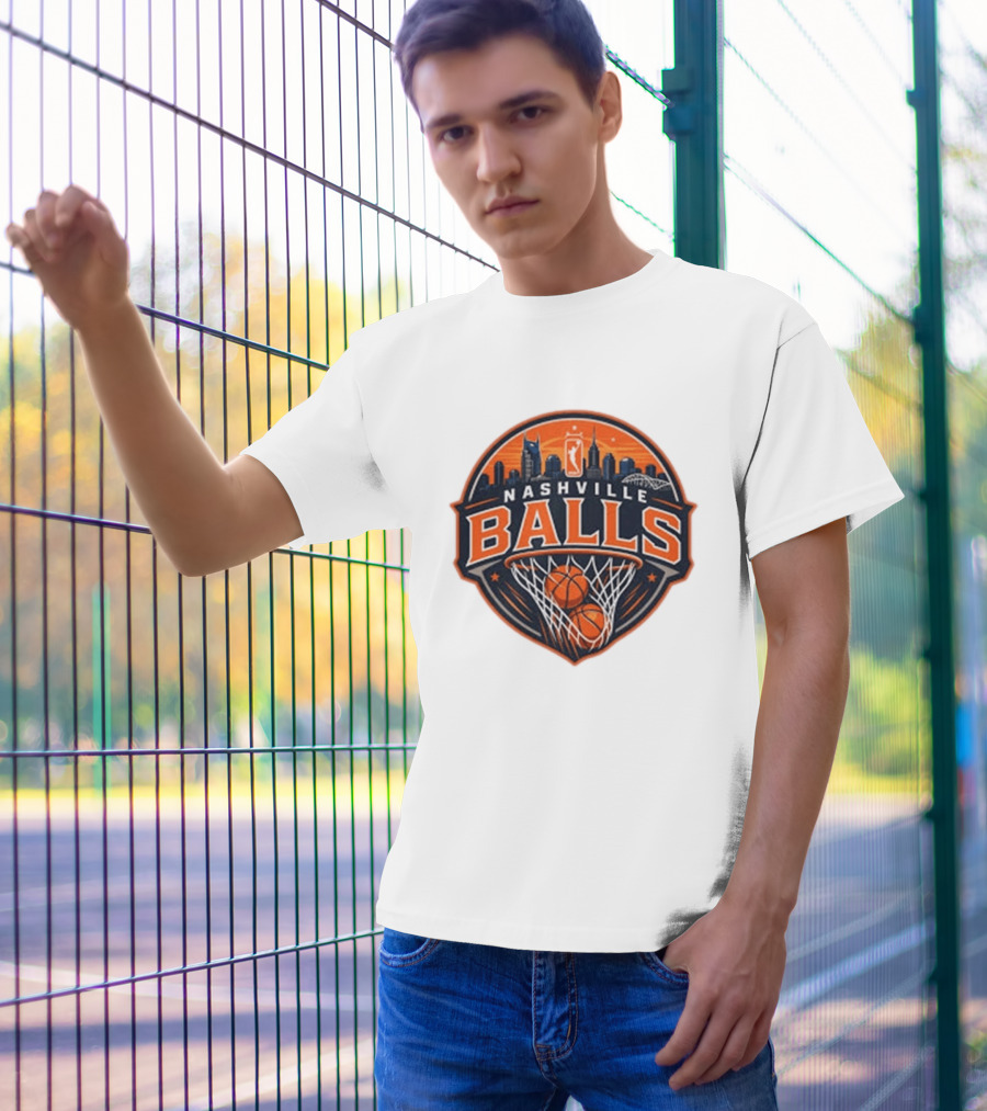 Nashville Balls Skyline Basketball Logo Cityscape T-Shirt