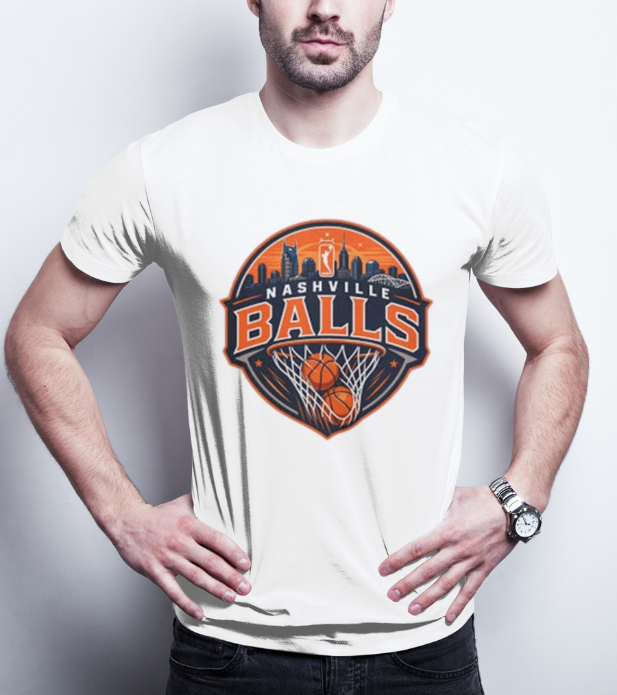 Nashville Balls Skyline Basketball Logo Cityscape T-Shirt
