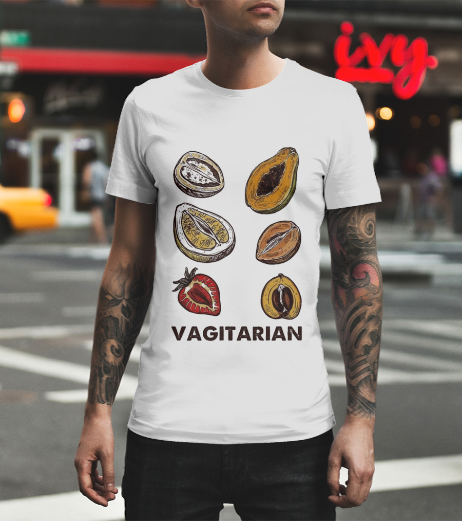 Vagitarian Fruit Humor Strawberry Avocado Papaya Illustrations T-Shirt