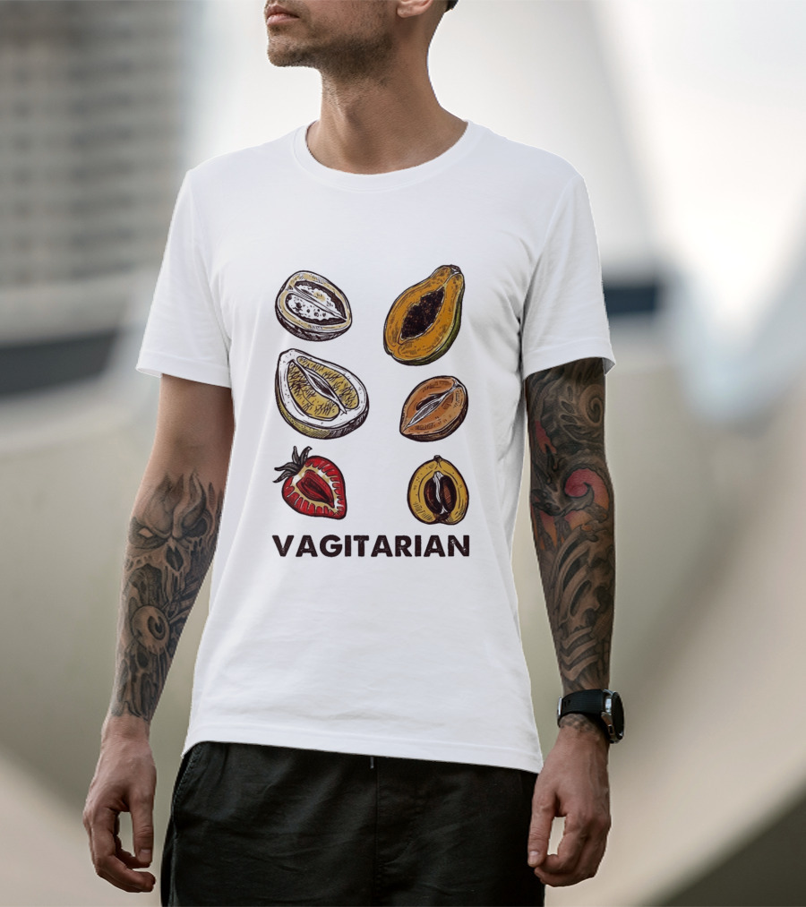 Vagitarian Fruit Humor Strawberry Avocado Papaya Illustrations T-Shirt