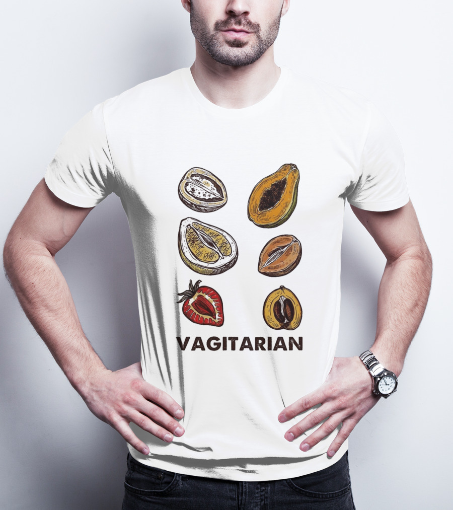 Vagitarian Fruit Humor Strawberry Avocado Papaya Illustrations T-Shirt