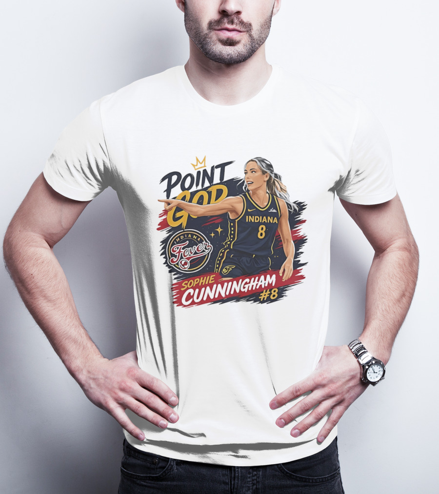 Sophie Cunningham Point God Number 8 Indiana Fever Basketball T-Shirt