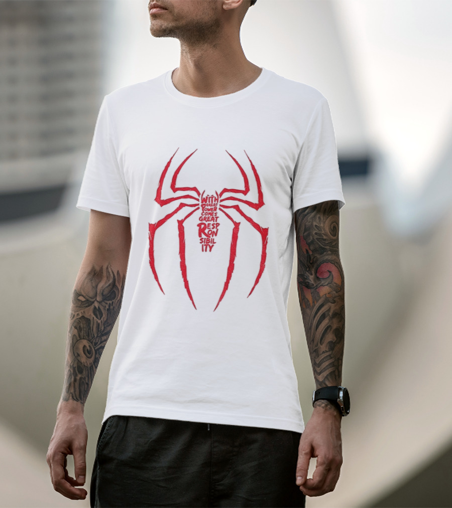 Spider Man Great Responsibility Red Symbol Superhero T-Shirt